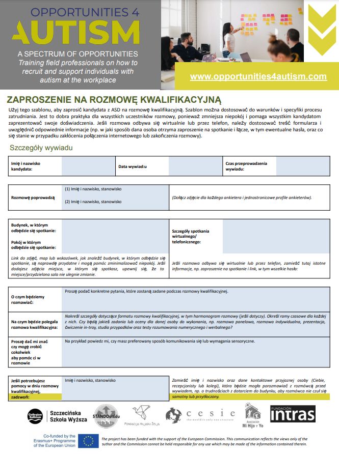 Moduł 5: PROCES REKRUTACJI DLA OSÓB Z ASD - Tworzenie procesu rekrutacji przyjaznego osobom z ...